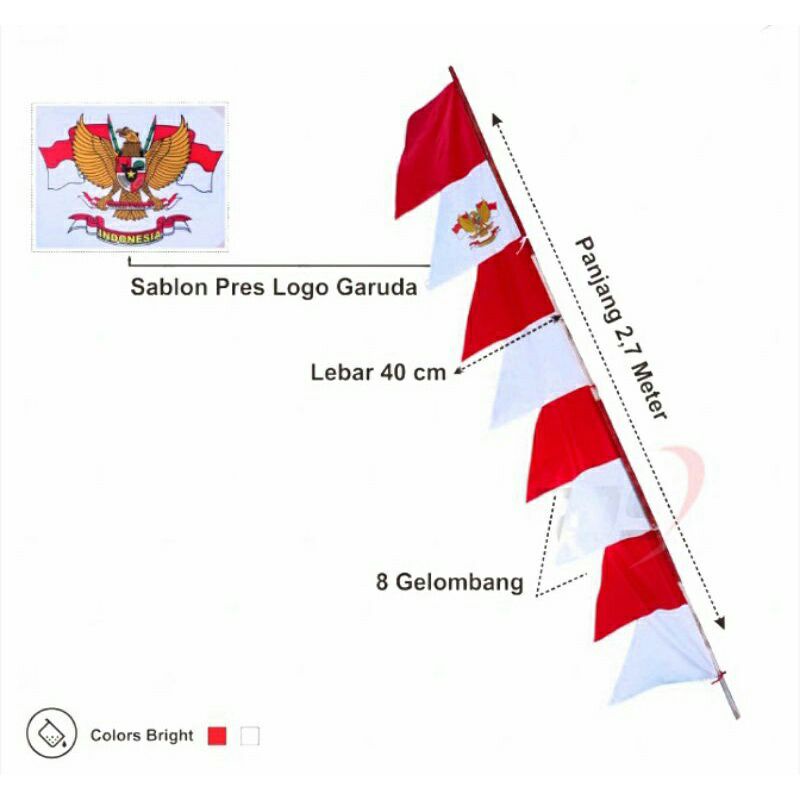 MATA MERAH Indonesian flag, 8-point red and white pennant flag | Shopee ...
