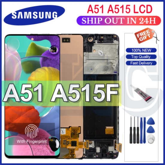 Original AMOLED LCD For Samsung Galaxy A51 A515 A515F LCD with Frame Display Touch Screen ...
