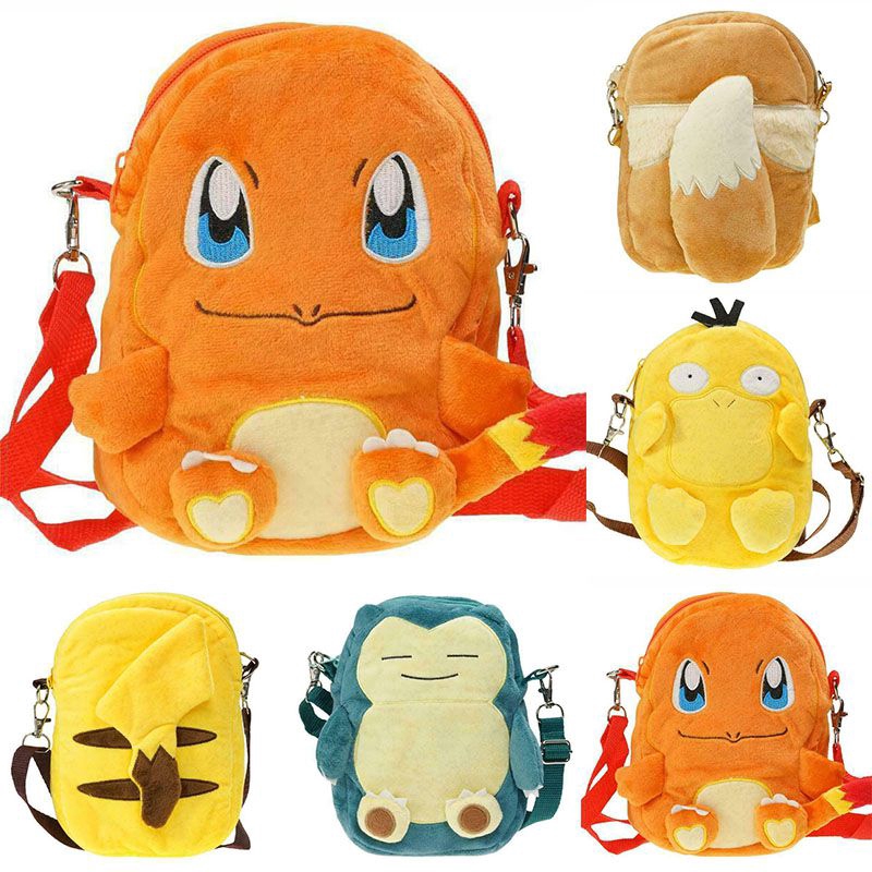 Pokemon Pikachu Snorlax Charmander Eevee Psyduck Plush Backpack Kids ...