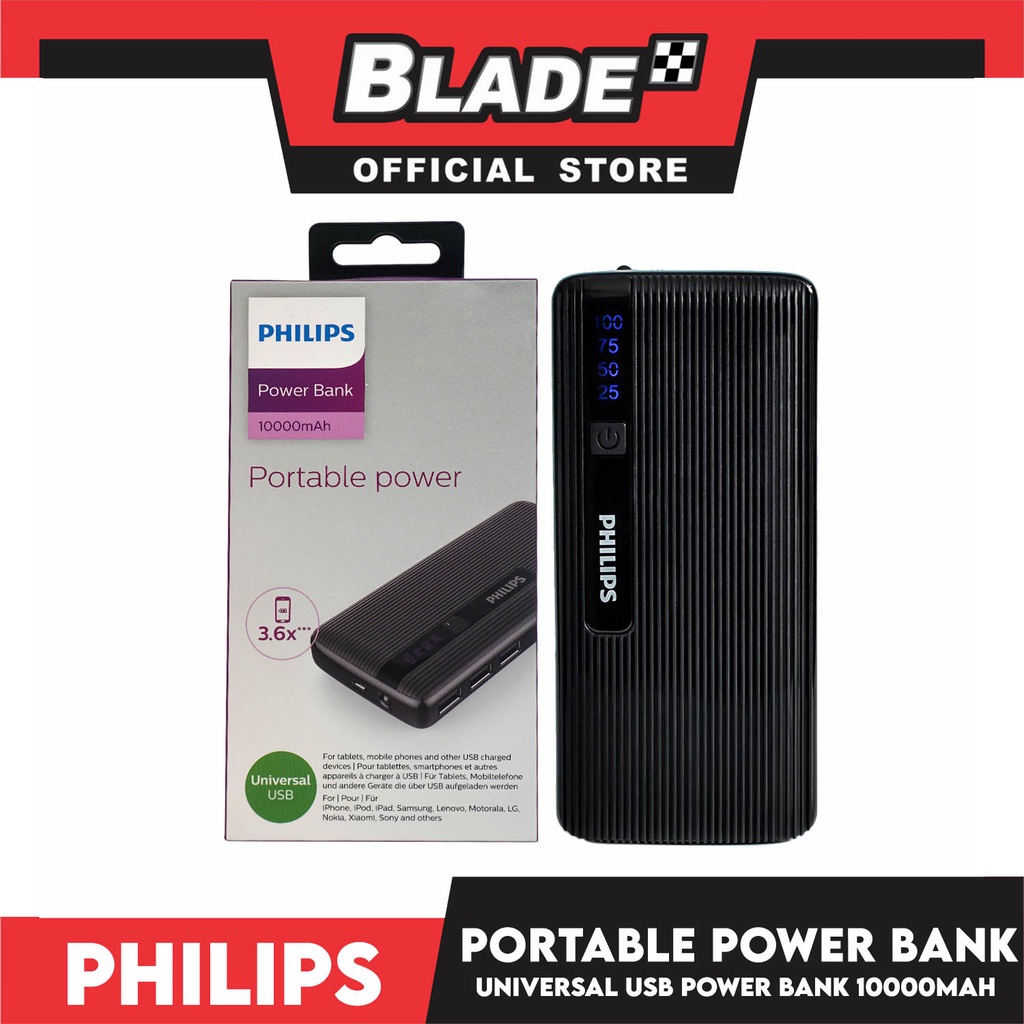 Philips Power Bank 10000mAh Portable Power Universal USB DLP2710NB ...
