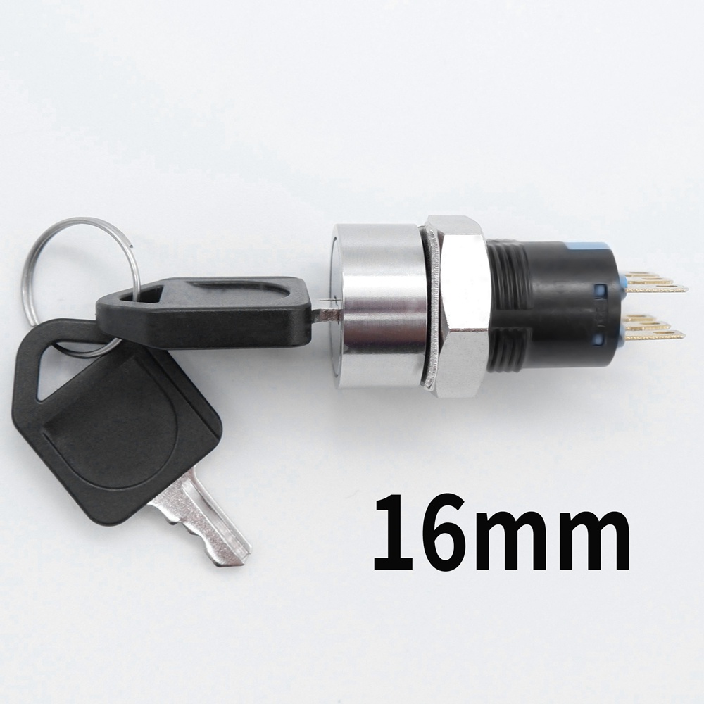 16mm 19mm 22mm Metal Rotary Key Switch ON OFF 2/3 Position Waterproof Power Button Lock Latching ...