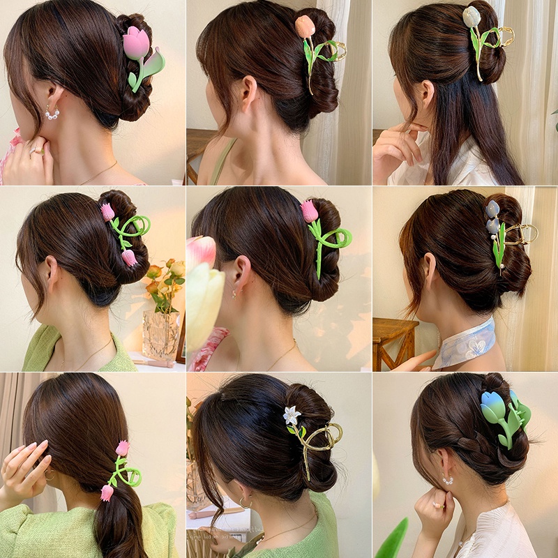 Much Style Big Size Gentle Tulip Hair Clip Enamel Hair Clips Hair Pin ...