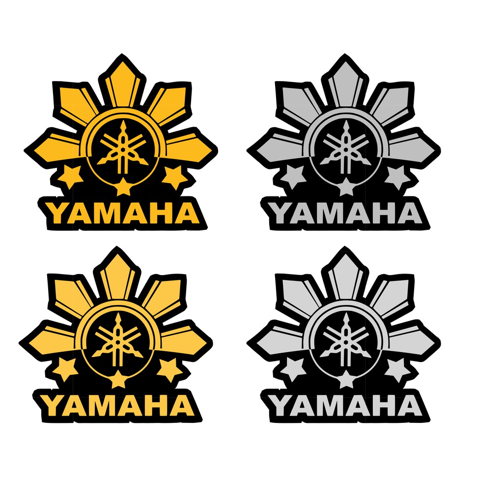 Cut Out sticker yamaha logo and sun star vinyl stickers with black base ...