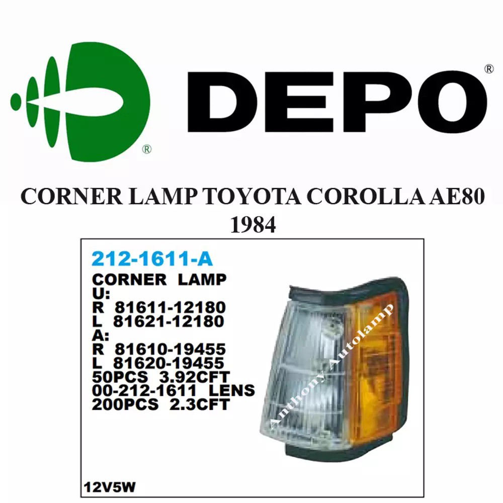 Corner LAMP TOYOTA COROLLA AE80 1984 LH | Shopee Philippines