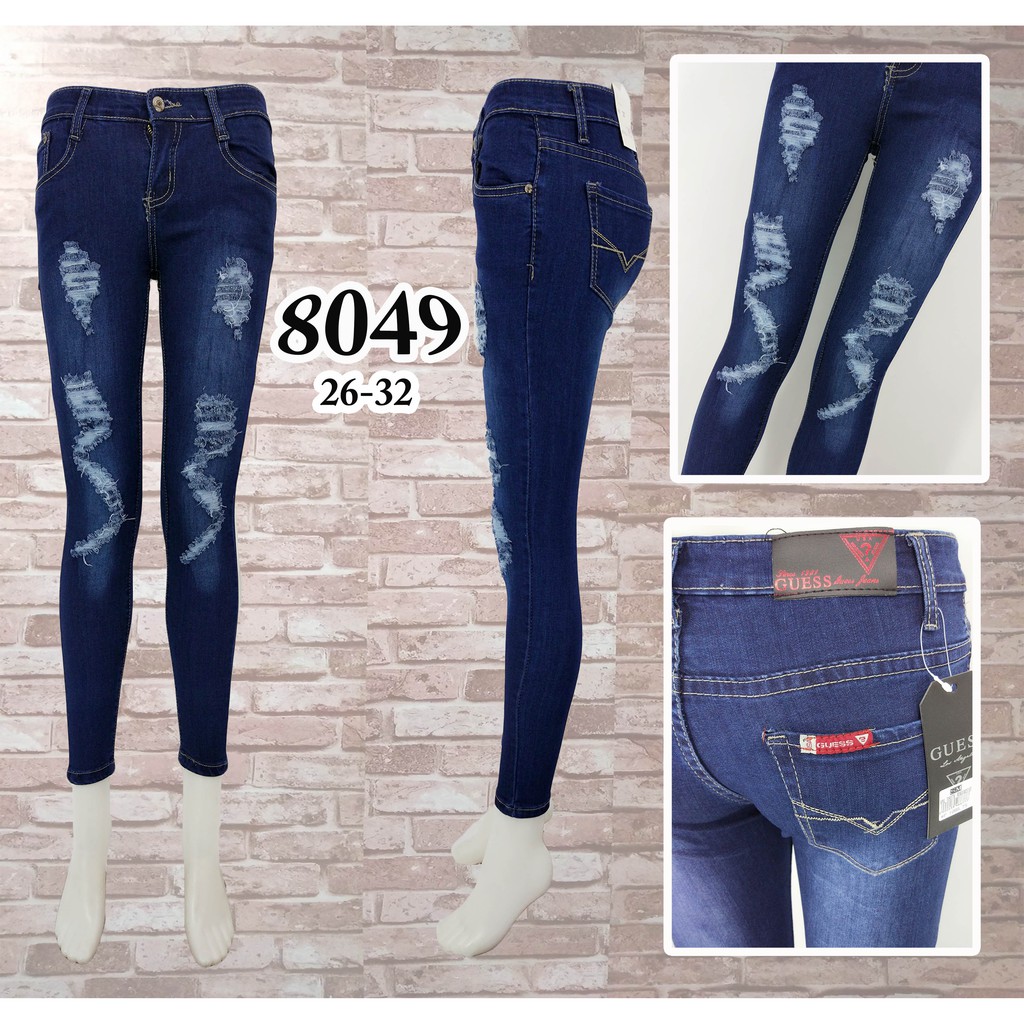 LADIES RIPPED JEANS DENIM SALE(8049) | Shopee Philippines