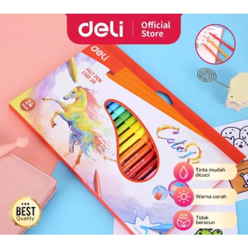 Deli COLOR MARKERS 12 / 18 / 24 COLORS | Shopee Philippines