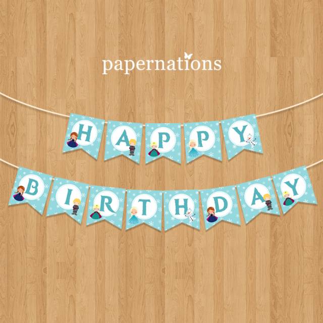 Frozen Happy Birthday Banner / Frozen Bunting Flag / Frozen theme ...