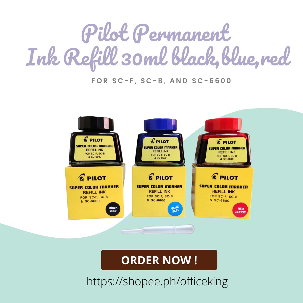 Pilot Permanent Marker ink Refill black, blue, and Red 30ml | Shopee ...