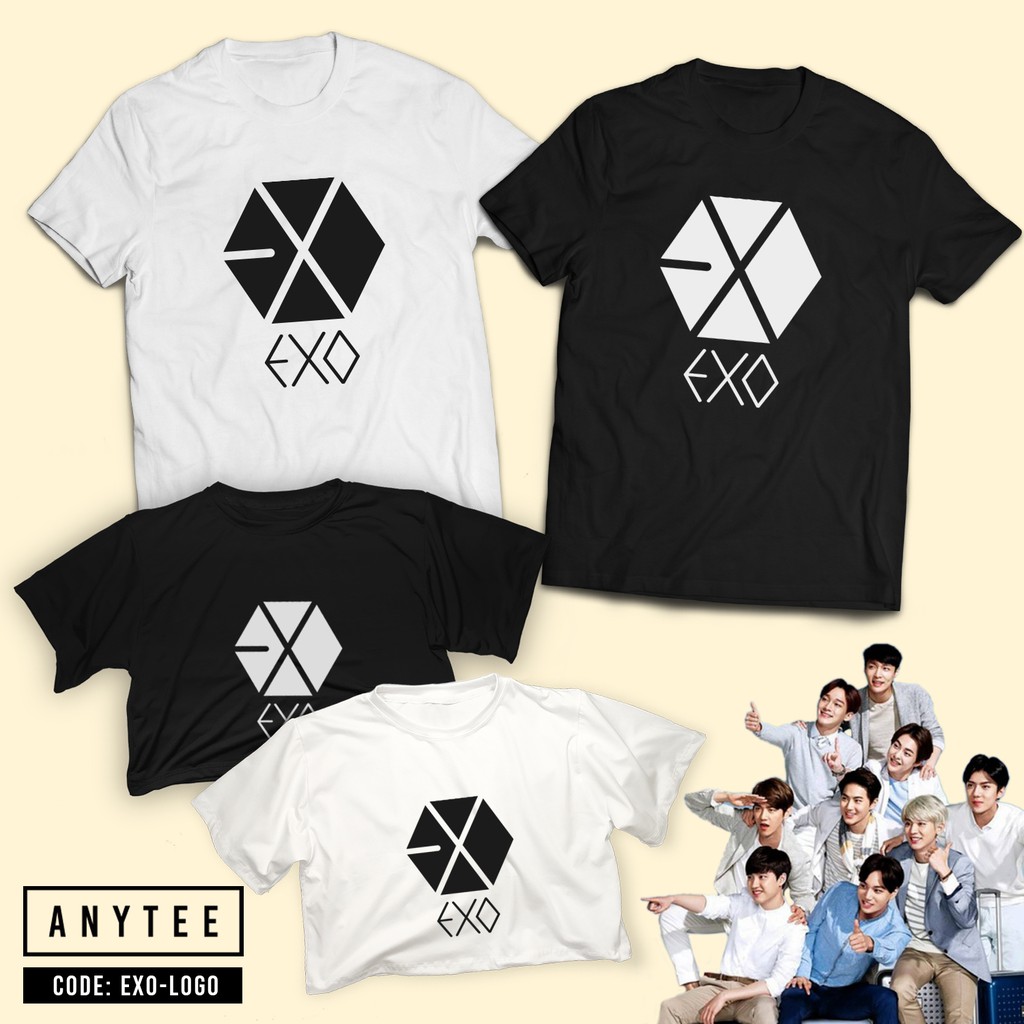 EXO Logo T-Shirt 100% Cotton Unisex and Loose Croptop | Anytee | Shopee ...