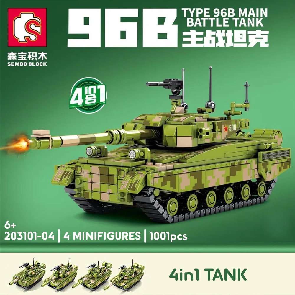 Sembo Block 203101-04 Type-96b Main Battle Tank Military 4in1 Tank ...