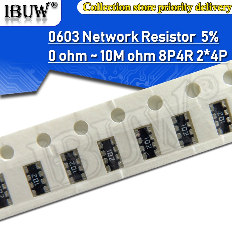100pcs 0603*4 8P4R 2*4P Network Resistor SMD array 11k~ 910k ohm 1M 33K ...