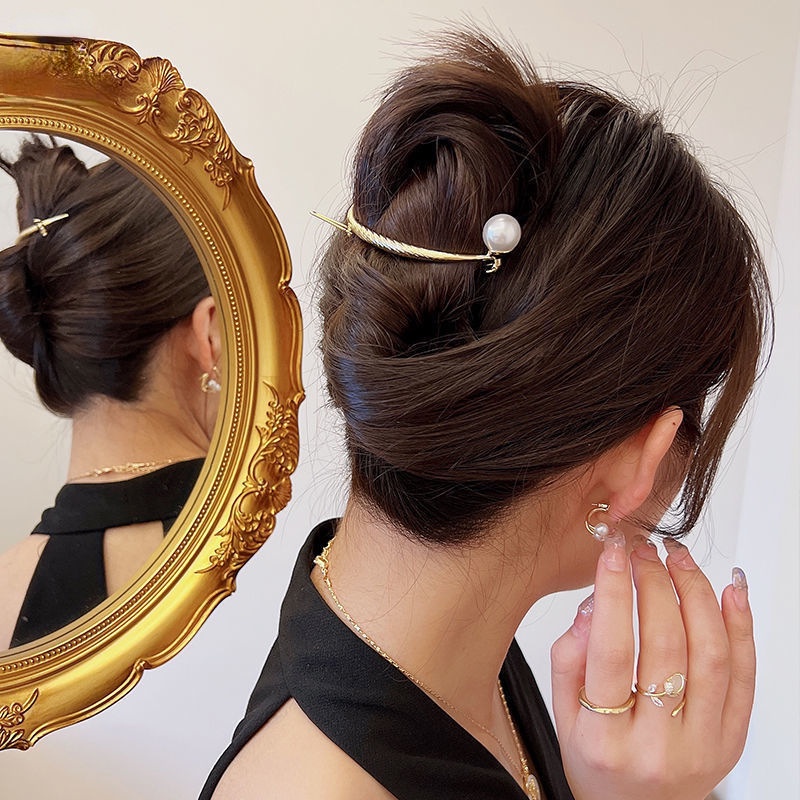 Smile Pearl Frog Buckle Hairpin Curved Metal Headgear | Shopee Philippines