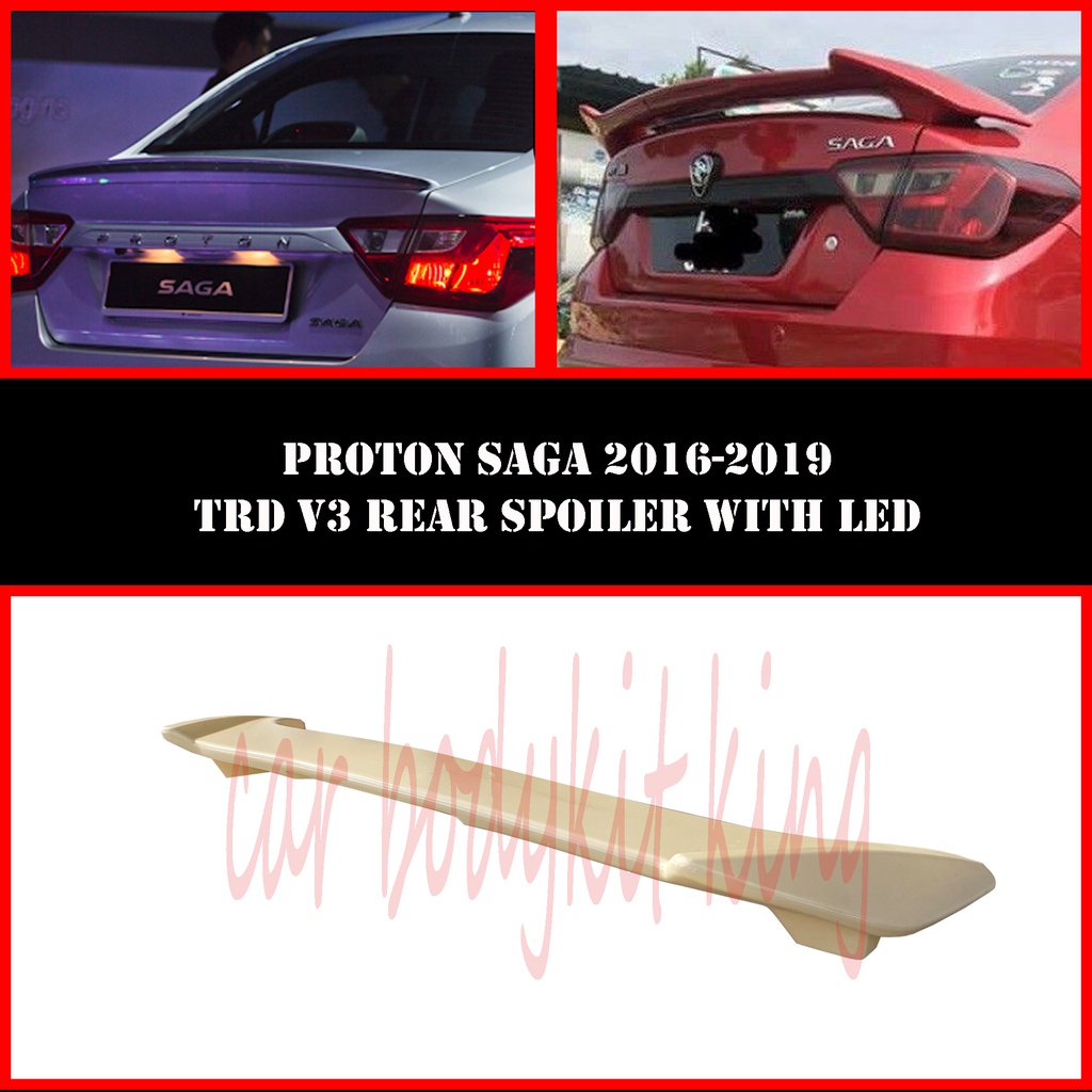 PROTON SAGA VVT 2016-2019 TRD V3 STYLE REAR TRUNK SPOILER WING WITH LED ...