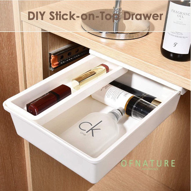 OFNATURE DIY Stick-on Table Desk Drawer Stationary Storage Organizer ...
