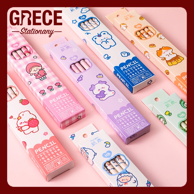 Cartoon pencil set HB 10 pcs drawing homework | Shopee Philippines