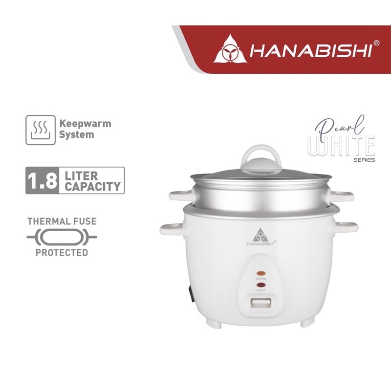 Hanabishi White Rice Cooker with Steamer 10 cups/ 1.8L HHRC-18WHT ...