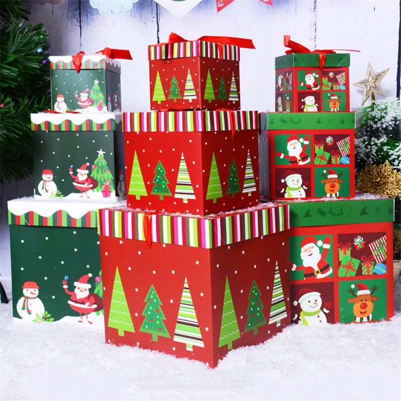 1/3PCS Premium Large Christmas Gift Box With Lid & Ribbon Xmas Present ...