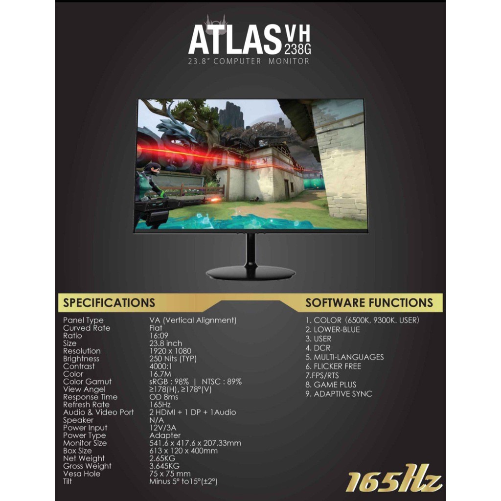 GAMDIAS ATLAS VH238G 165HZ MONITOR | Shopee Philippines