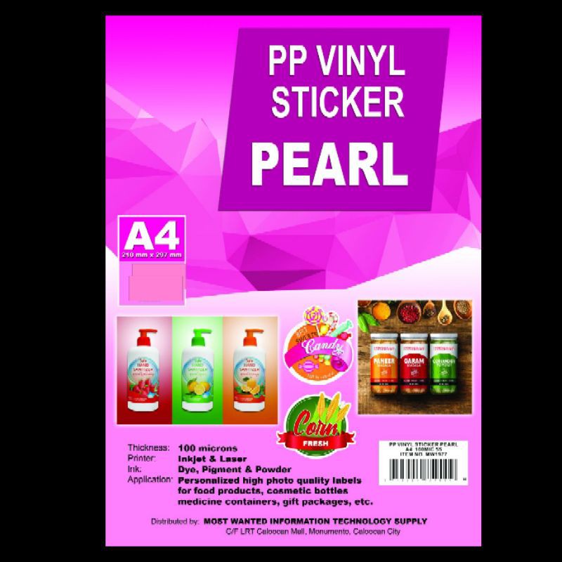 Pearl White PP Vinyl Printable Sticker A4 / per pack | Shopee Philippines