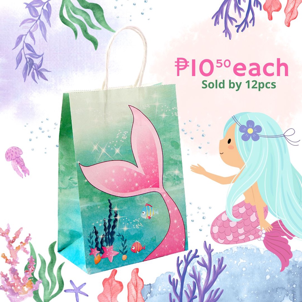 FP1390 (12PCS) HANDLE Mermaid Tail Under the Sea Party Birthday Gift ...
