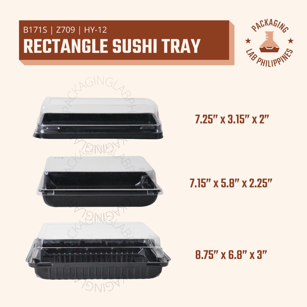 [10pcs] Clear Plastic Black Rectangle Sushi Trays | Shopee Philippines