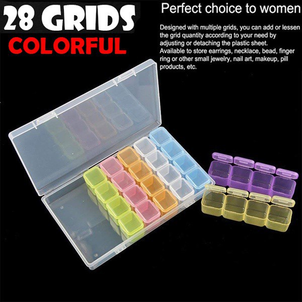 28 and 36 grid plastic storage box rhinestone storage box | Shopee ...