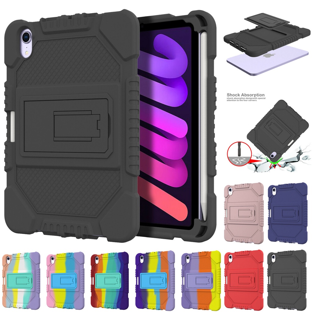 For iPad mini 6 th Gen 8.3" Shockproof Rubber Hybrid Armor Stand Case ...