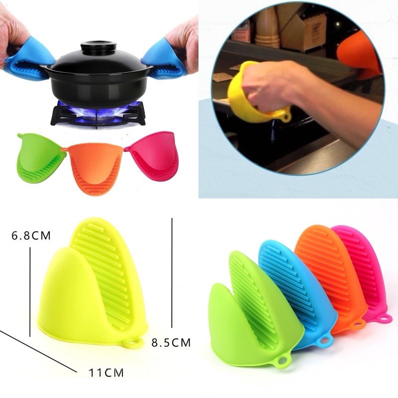1PC Silicone Pot Holder Oven Mini Mitt Set Cooking Pinch Grips Kitchen ...