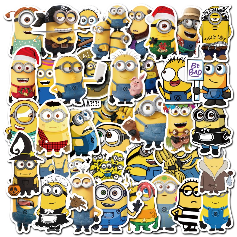 50PCS Funny Cartoon Movie Minions Stickers Waterproof Skateboard Guitar ...