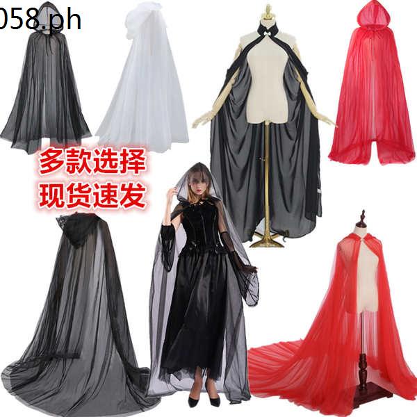 Halloween Costume Adult Male Female Wizard Magic Black White Red Cloak ...