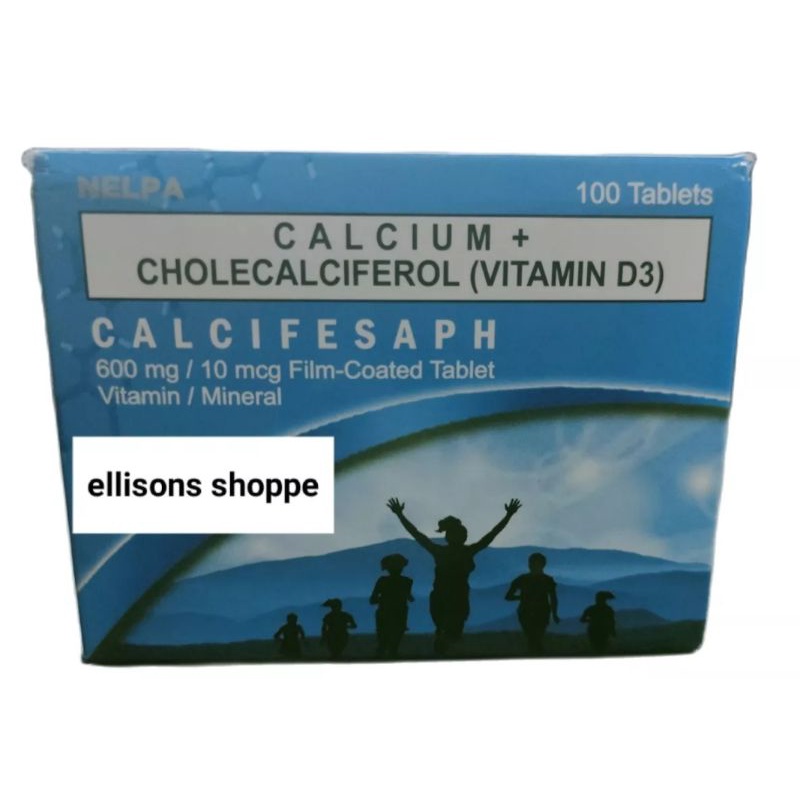 Calcifesaph Calcium 600mg + Cholecalciferol(Vitamin D3)10mcg Vitamin ...