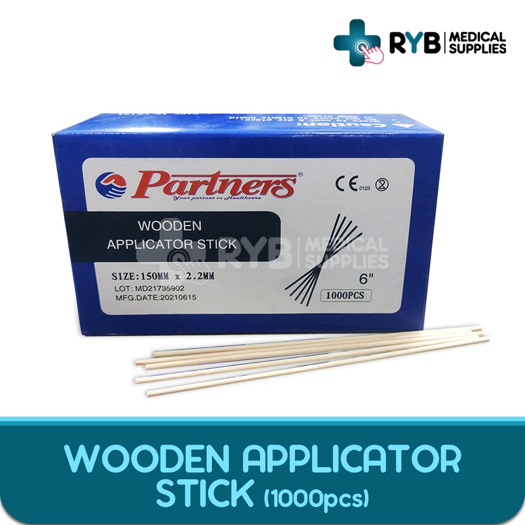Wooden Applicator Stick Non-Sterile (Box of 1000 pcs) Partners | Shopee ...
