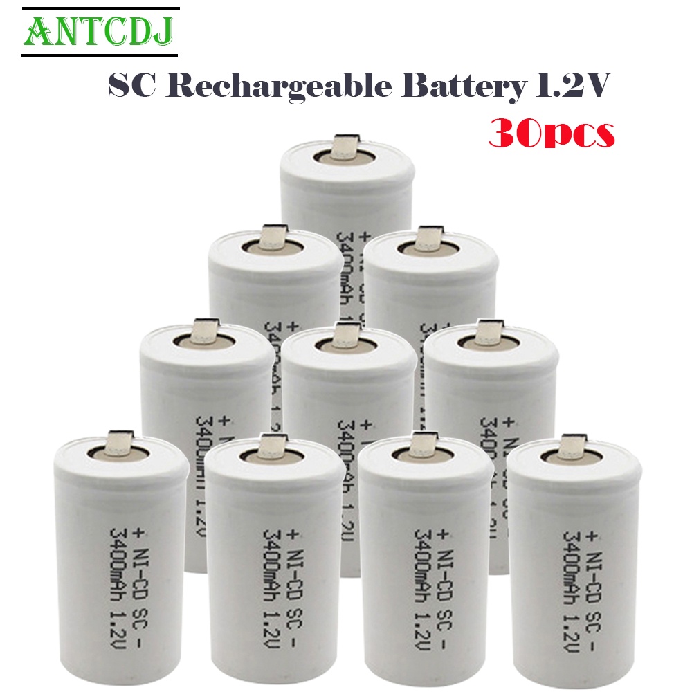 30PCS SC SUB 1.2V 3400mAh SUB C NI-CD Rechargeable Battey NiCd SUBC ...