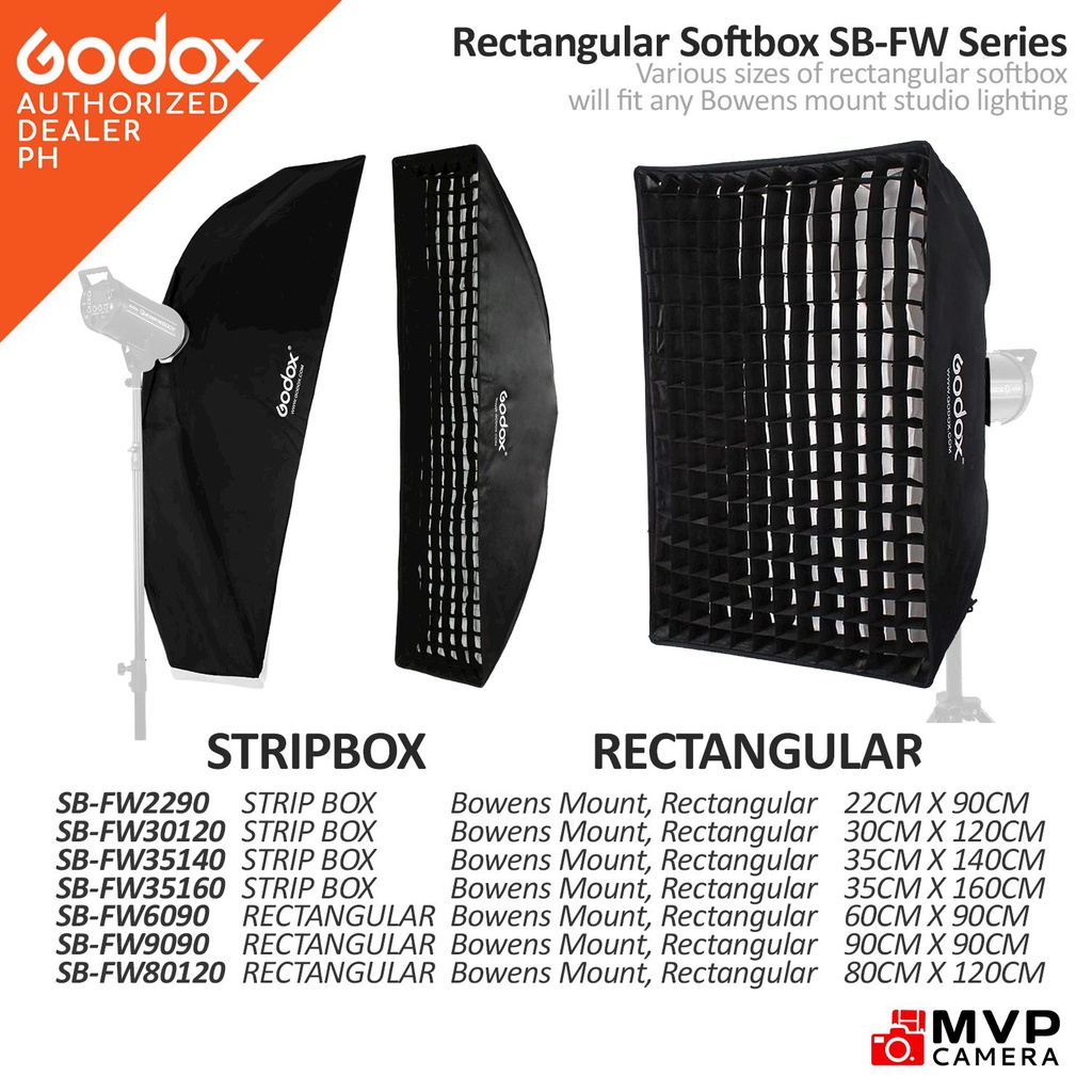 GODOX Softbox STRIP and RECTANGULAR with Honeycomb Grid Bowens Mount ...