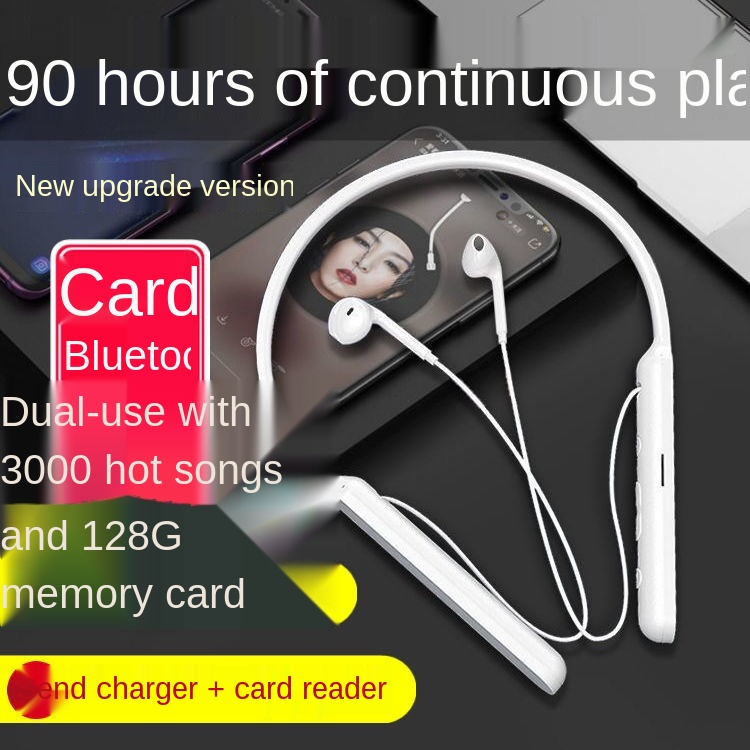 Bluetooth earphone¤♕Card-pluggable Bluetooth headset neck-mounted ultra ...