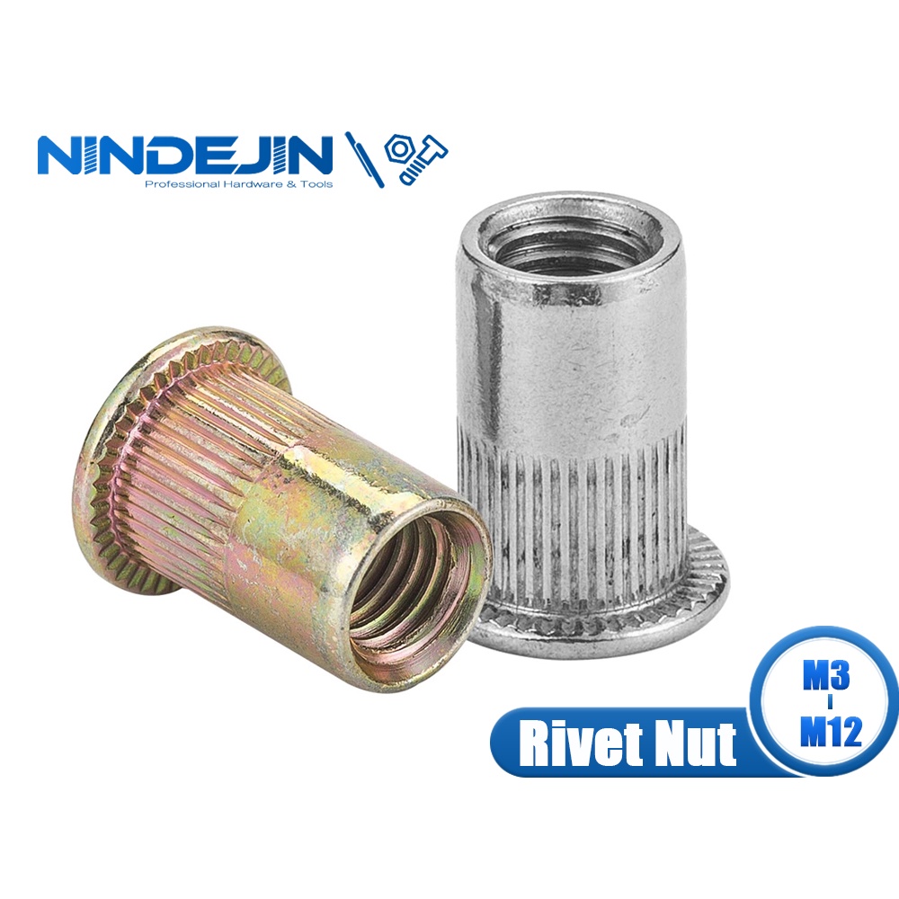 NINDEJIN 2-30Pcs Flat Head Rivet Nut Stainless Steel M3 M4 M5 M6 M8 M10 ...