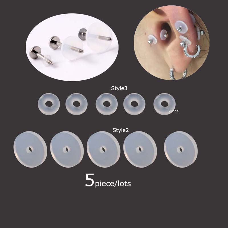 5 Pieces Transparent Piercing Healing Silicone Pads for Fixing Back of ...