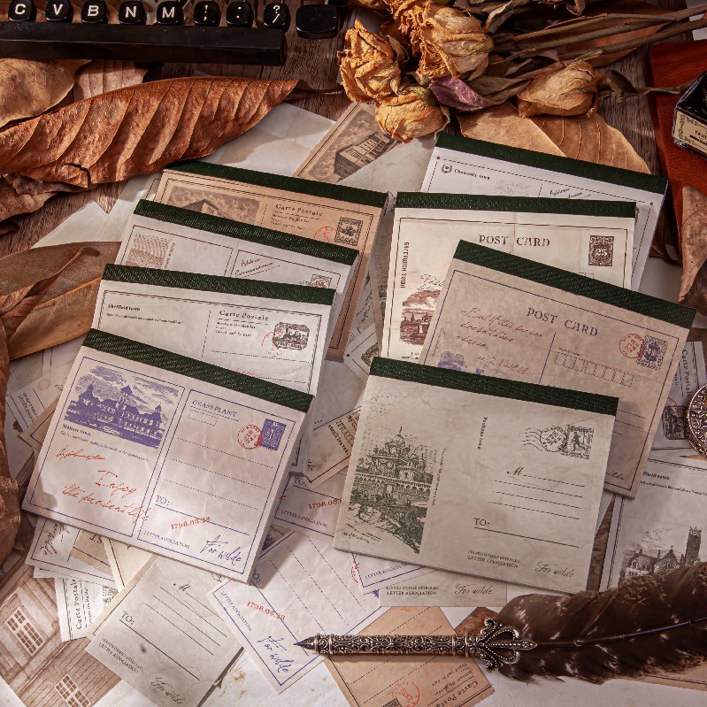 ENWEI 50Pcs Letter Series Retro Memo Kraft Paper Sticky Notes Journal ...