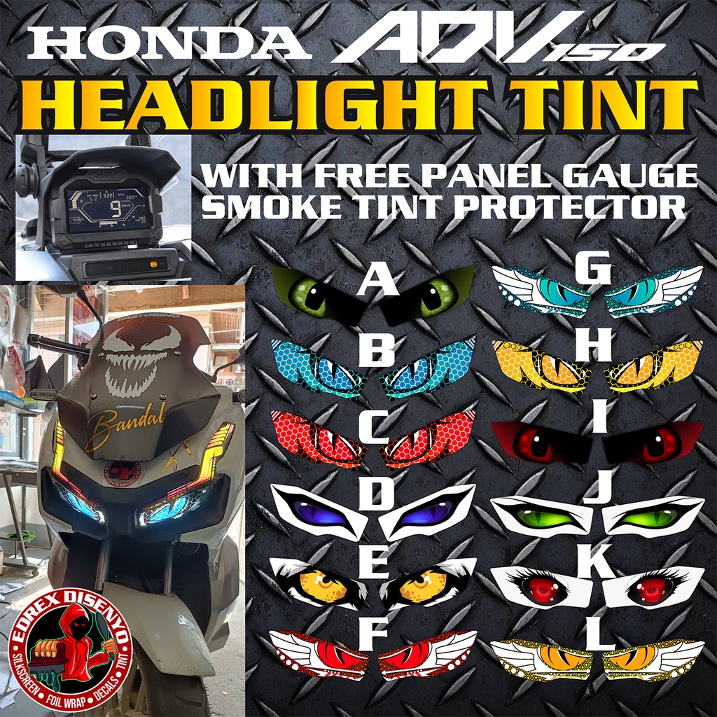 HONDA ADV 150 HEADLIGHT TINT/EYES WITH FREE PANEL GAUGE PROTECTOR ...
