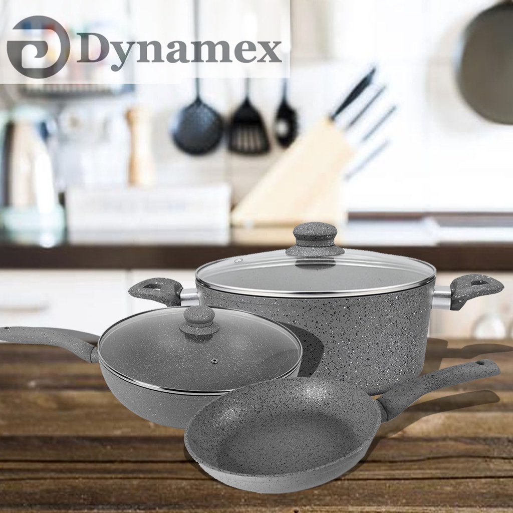 Dynamex 5pcs Marble Induction Cookware Set Wok Pan / Casserole / Frying ...