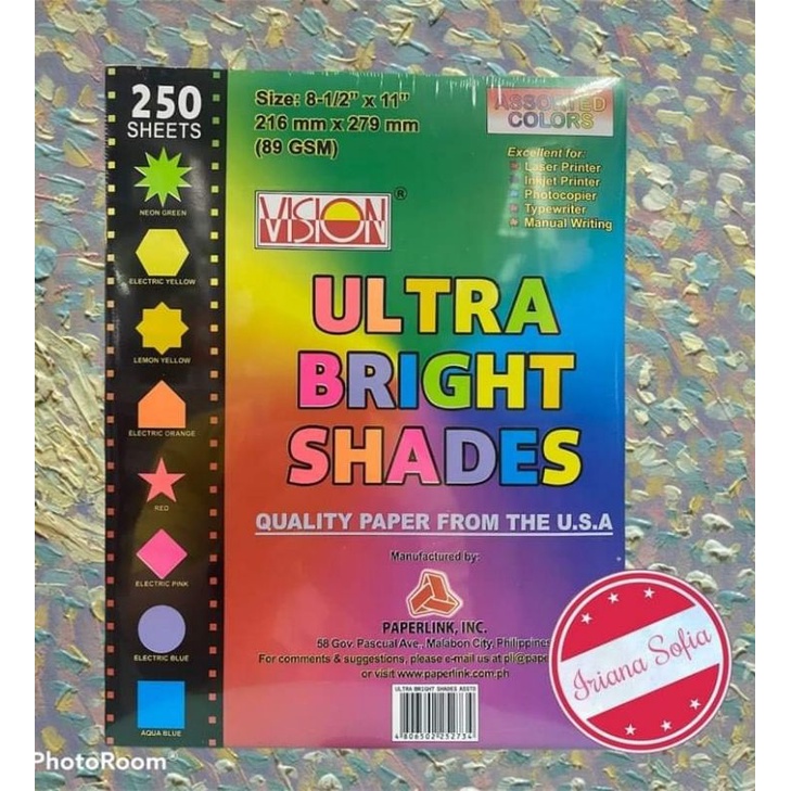 Vision Ultrabright Shades Colored Paper 250 sheets | Shopee Philippines