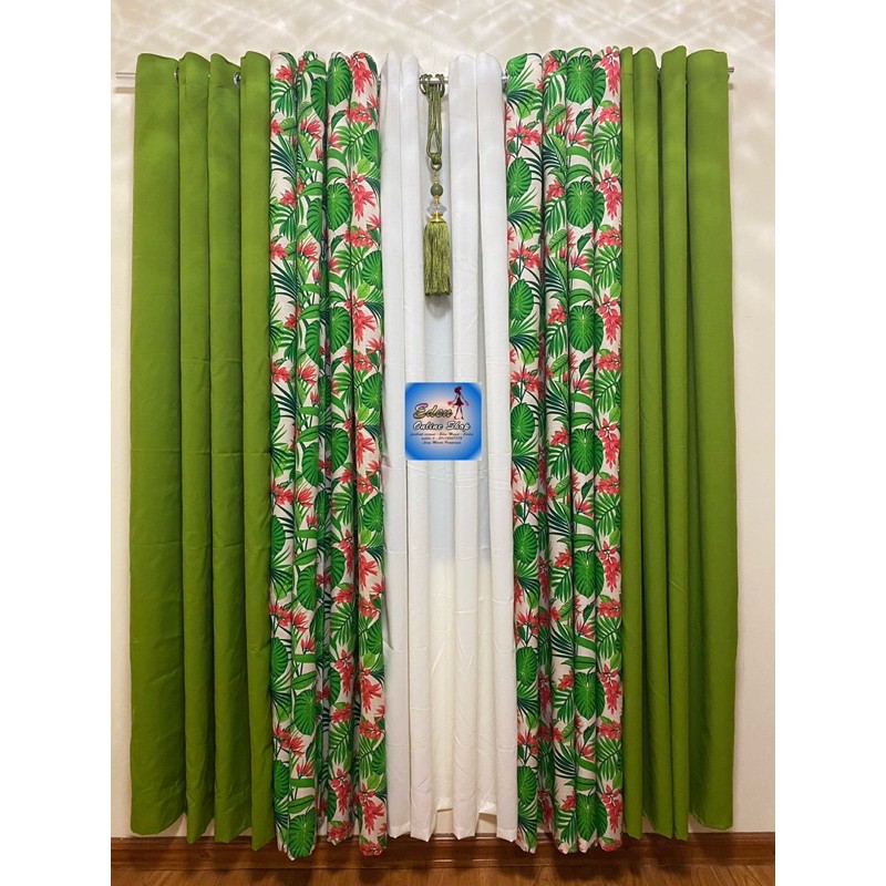 Palmera green Ring Curtain sold per set | Shopee Philippines