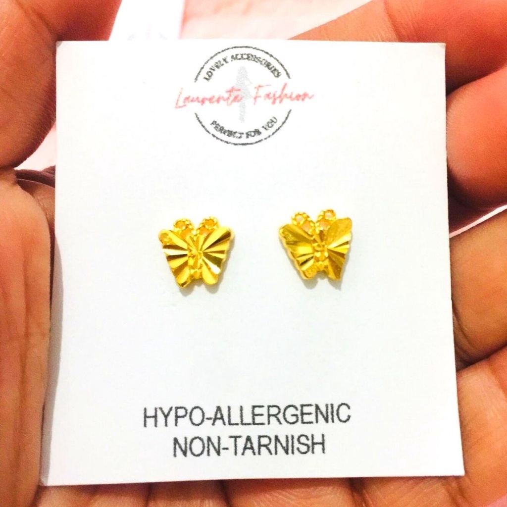 LAURENTE fashion 24K Gold Plated Stud Earrings Hypo Allergenic ...