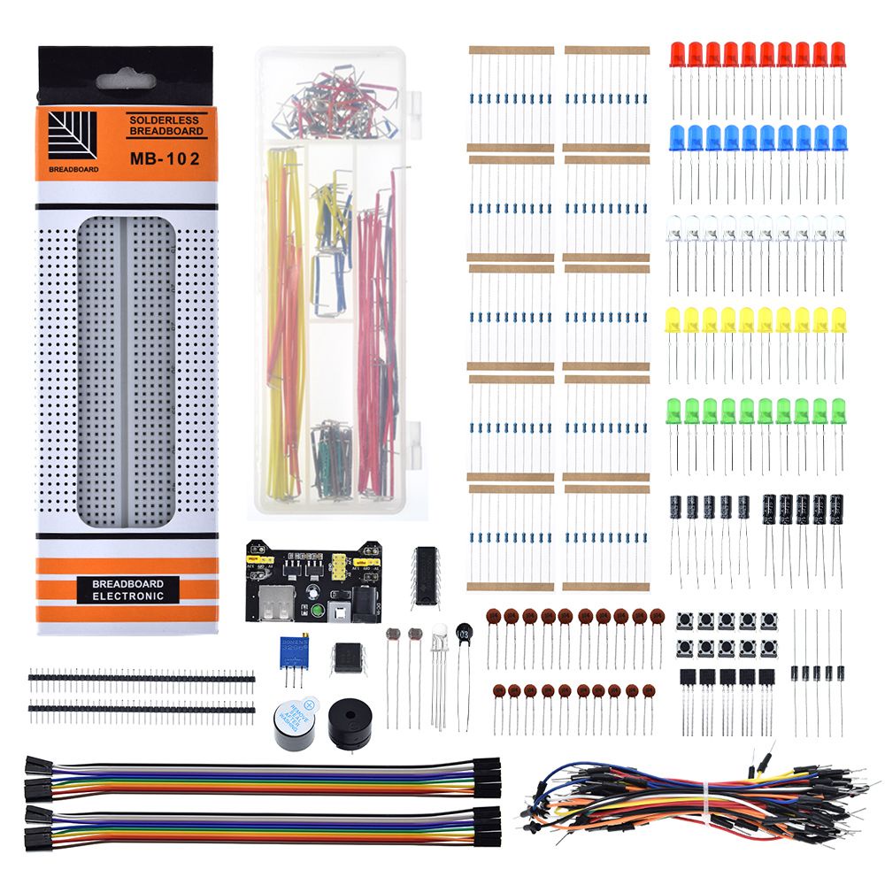Electronics Component Basic Starter Kit with 830 Tie-points Breadboard ...