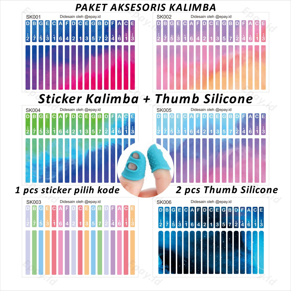KALIMBA STICKER 17 KEYS MBIRA SILICONE THUMB PICK MOTHER FINGER ...