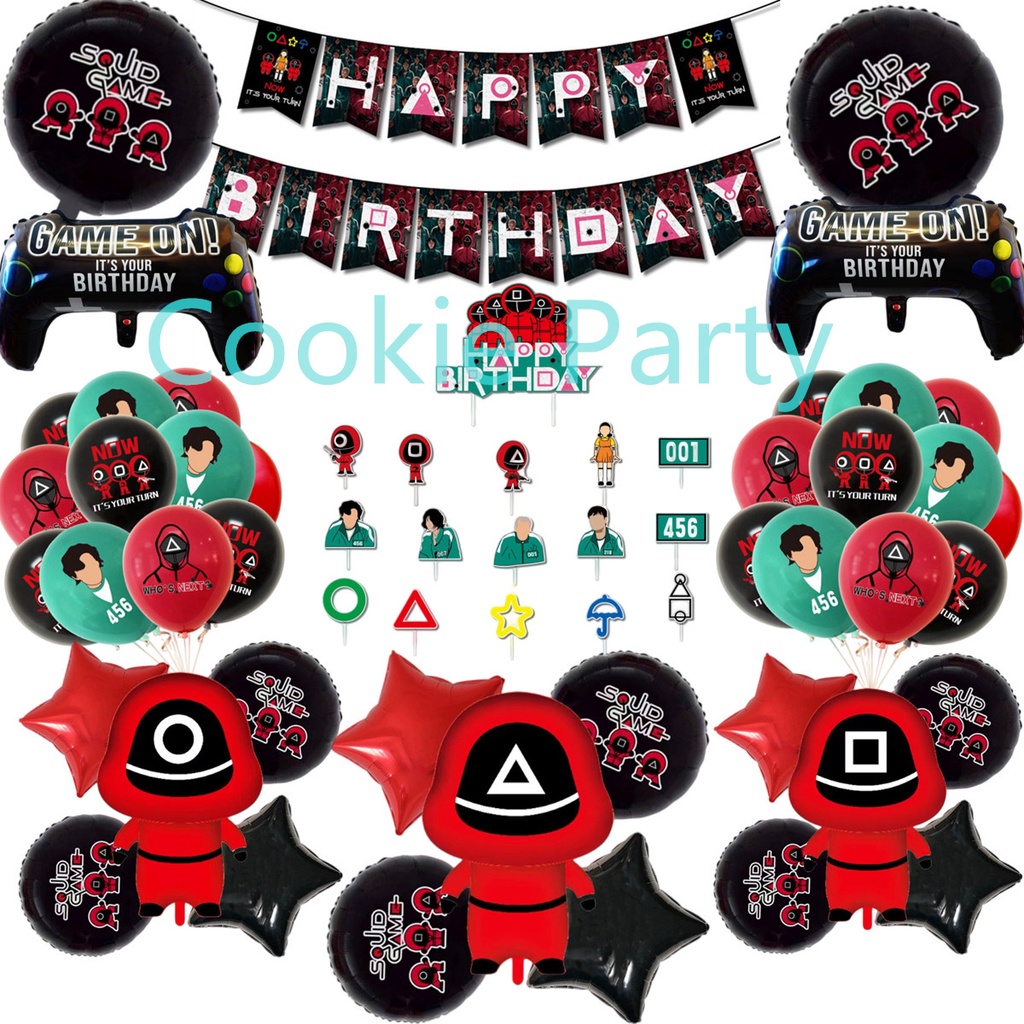 6pcs Squid Game Balloons Party Decoration Set Theme Star Balloon ...
