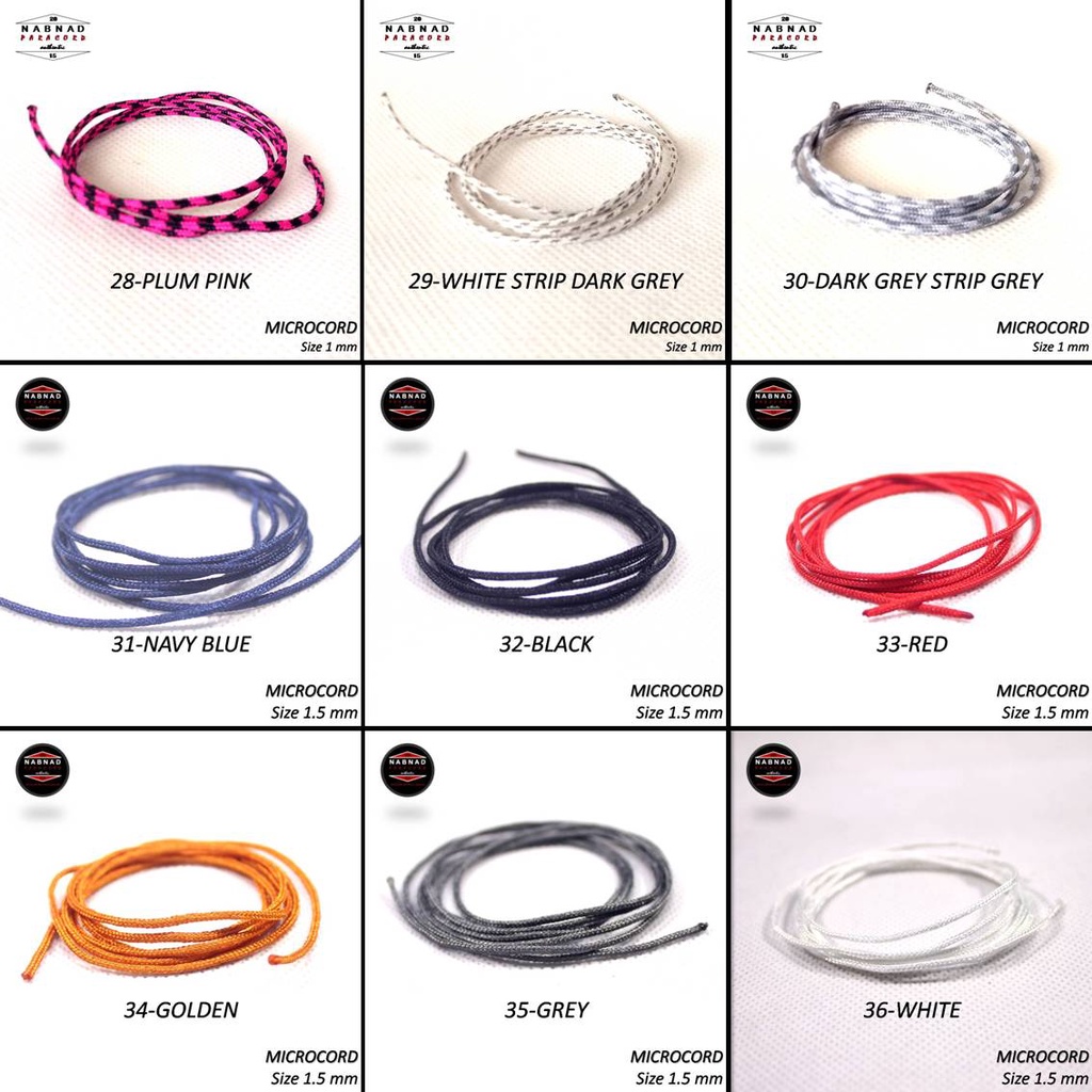 Nabnad Microcord No. 1-36 Paracord Rope 1mm 1.5mm 1.5mm Stitch Small ...