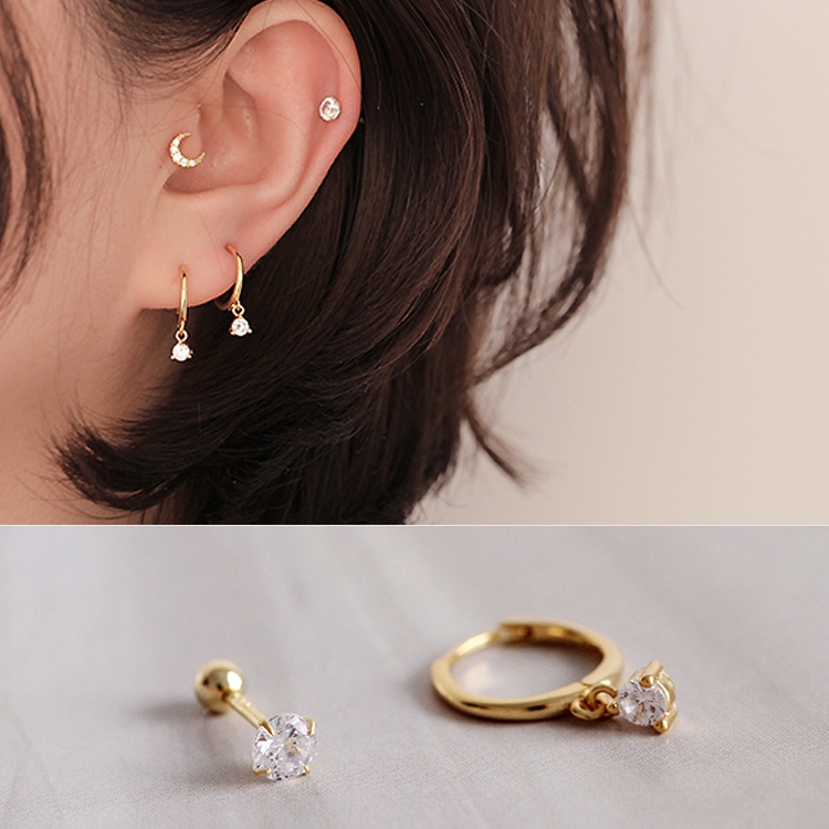 French Simple Exquisite Waterdrop / Love Heart Diamond Earrings Drop ...