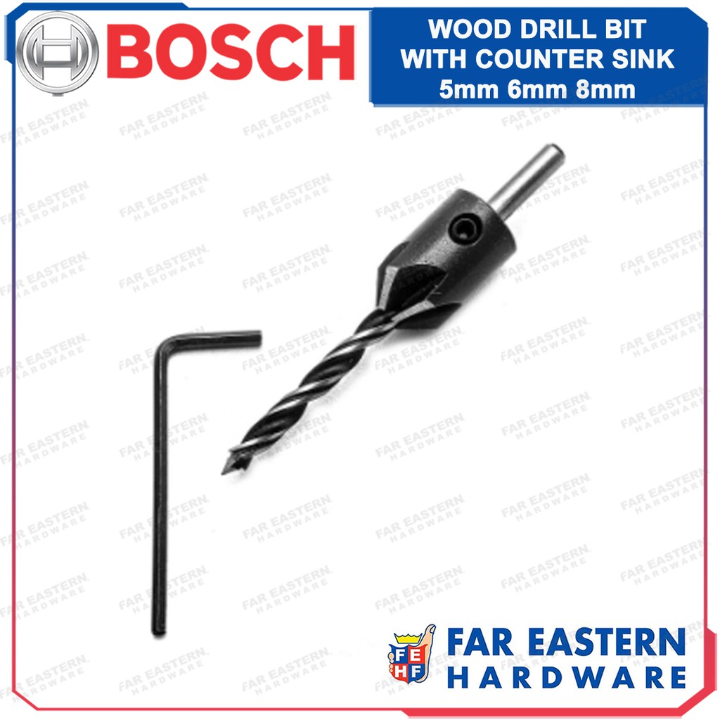 BOSCH Drill Bit for Wood with Countersink 6mm 8mm RBAC | Shopee Philippines