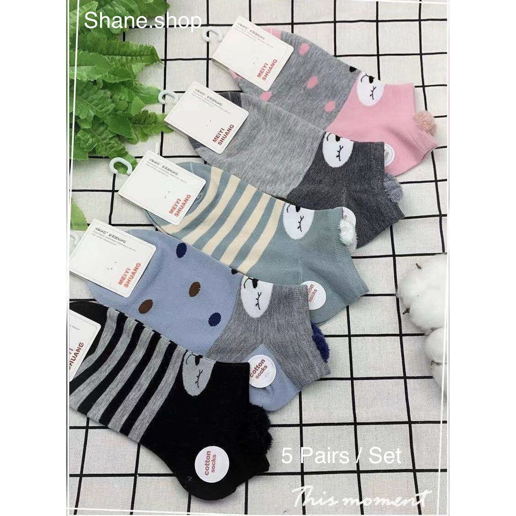 Shane 5Pairs/Set Korean Cute Socks Cartoon Socks Cotton Socks Style W15 ...